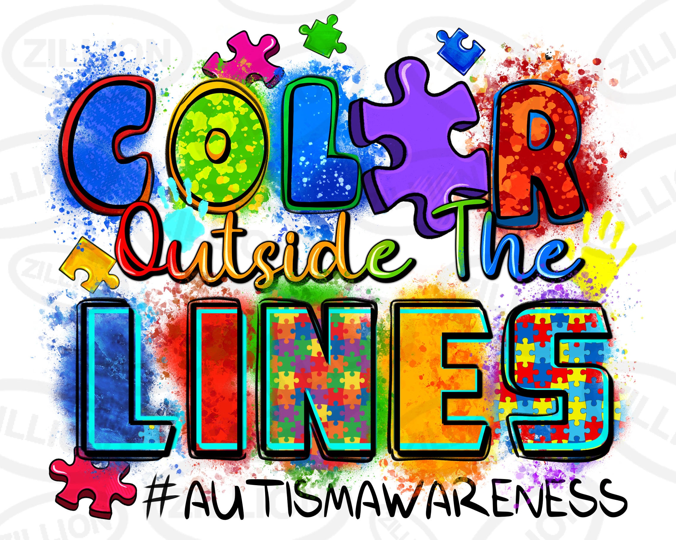 Color Outside the Lines Autism Awareness Png Sublimation Design ...