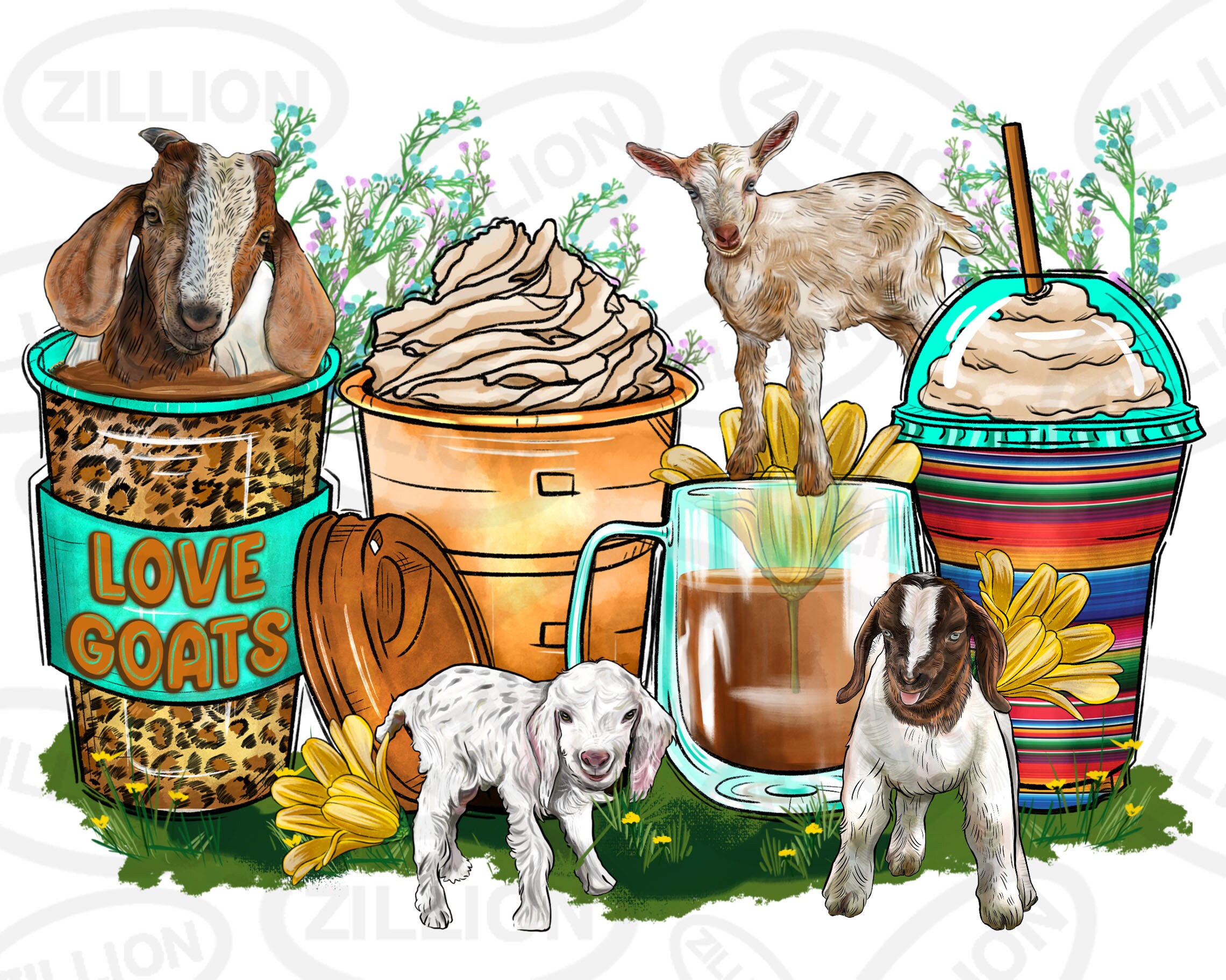 Goats Coffee Cups Png Sublimation Design Animal Coffee Cups - Etsy