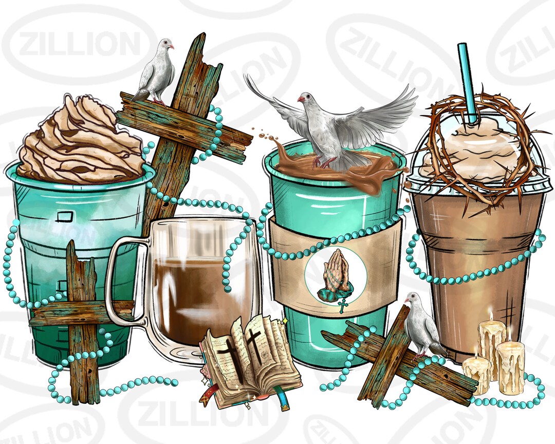 Cross Coffee Cups Png Sublimation Design, Coffee Cups Png Design ...