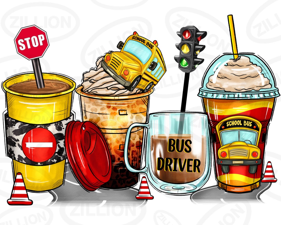 Bus Driver Coffee Cups Png Sublimation Design, Western Coffee Cups Png ...