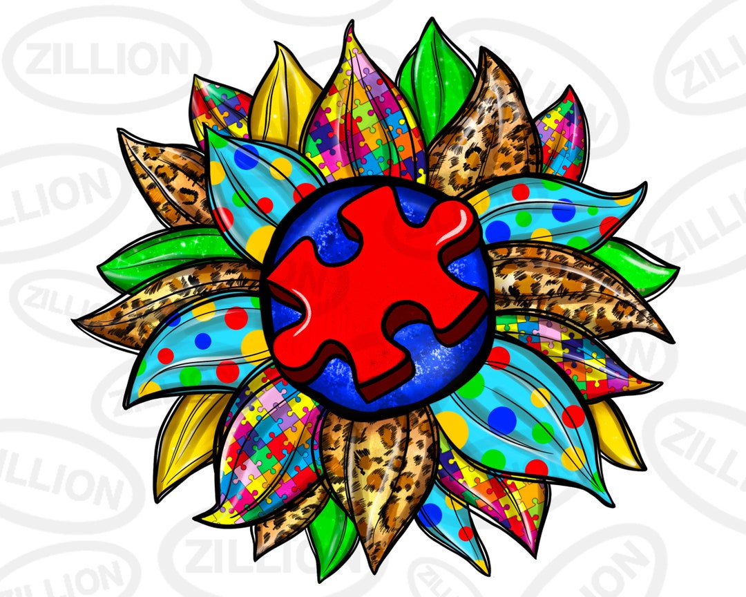 Autism Sunflower Png Sublimation Design Download, Autism Awareness Png ...