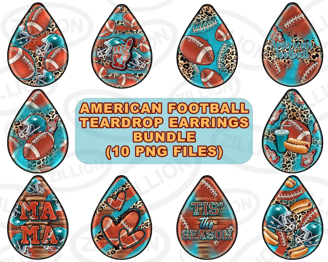 American Football Teardrop Earrings Png Sublimation Design Bundle ...