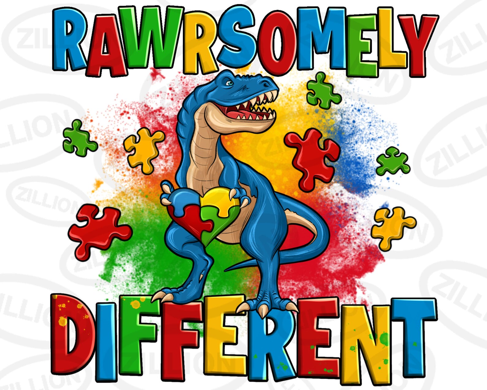 Rawrsomely Different Autism T-rex Png Sublimation Design Download ...