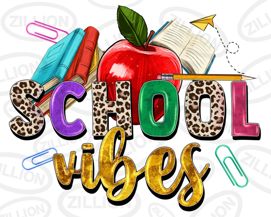 School Vibes Png Sublimation Design Download, Back to School Png ...