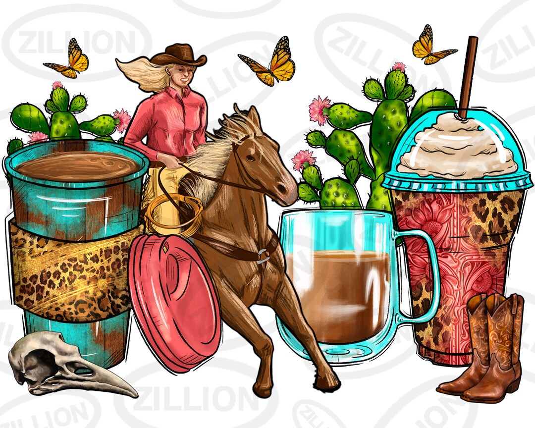 Cowgirl Coffee Cups Png Sublimation Design, Western Coffee Cups Png ...