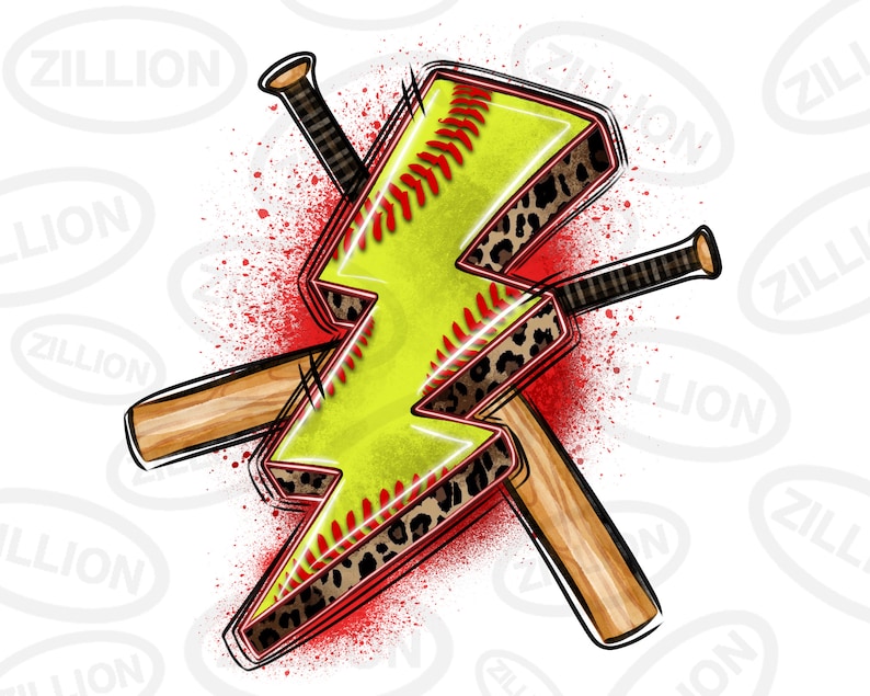 Softball Lightning Bolt Png Sublimation Design Download, Softball Game ...