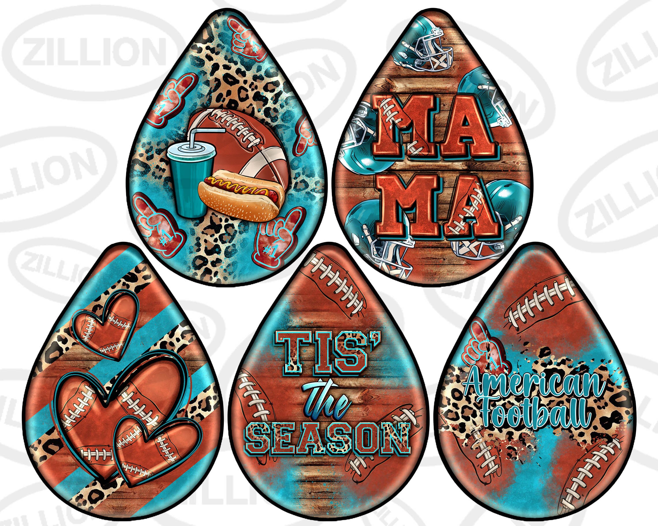 American Football Teardrop Earrings Png Sublimation Design Bundle ...
