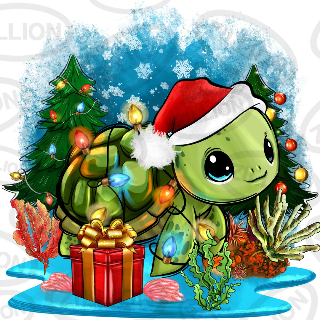 Christmas Turtle Png Sublimation Design Download, Merry Christmas Png ...