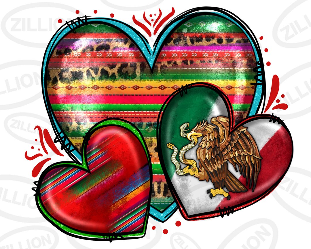 Mexican Hearts Png Sublimation Design Download, Mexico Png, Cinco De ...