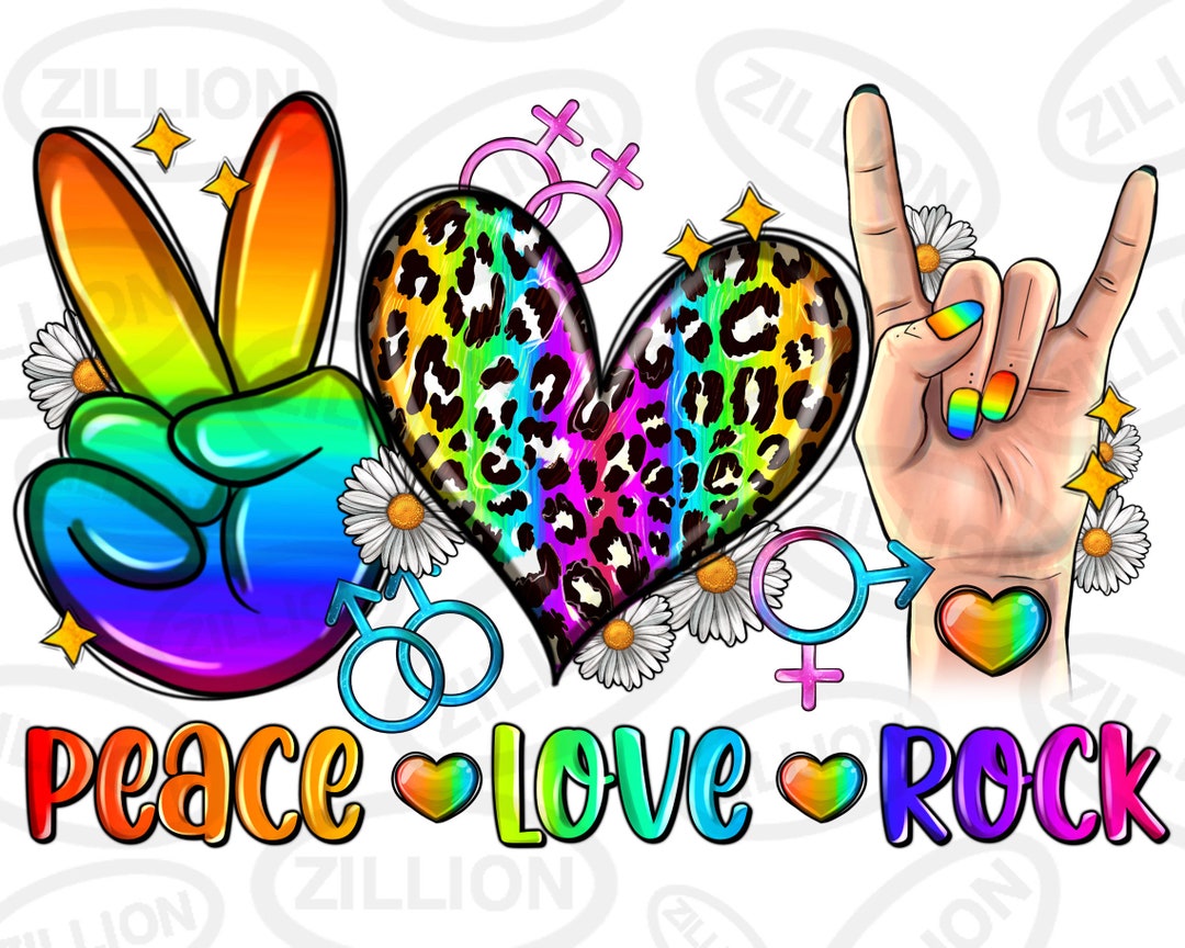 Peace Love Rock Png Sublimation Design Download, Western Heart Png ...