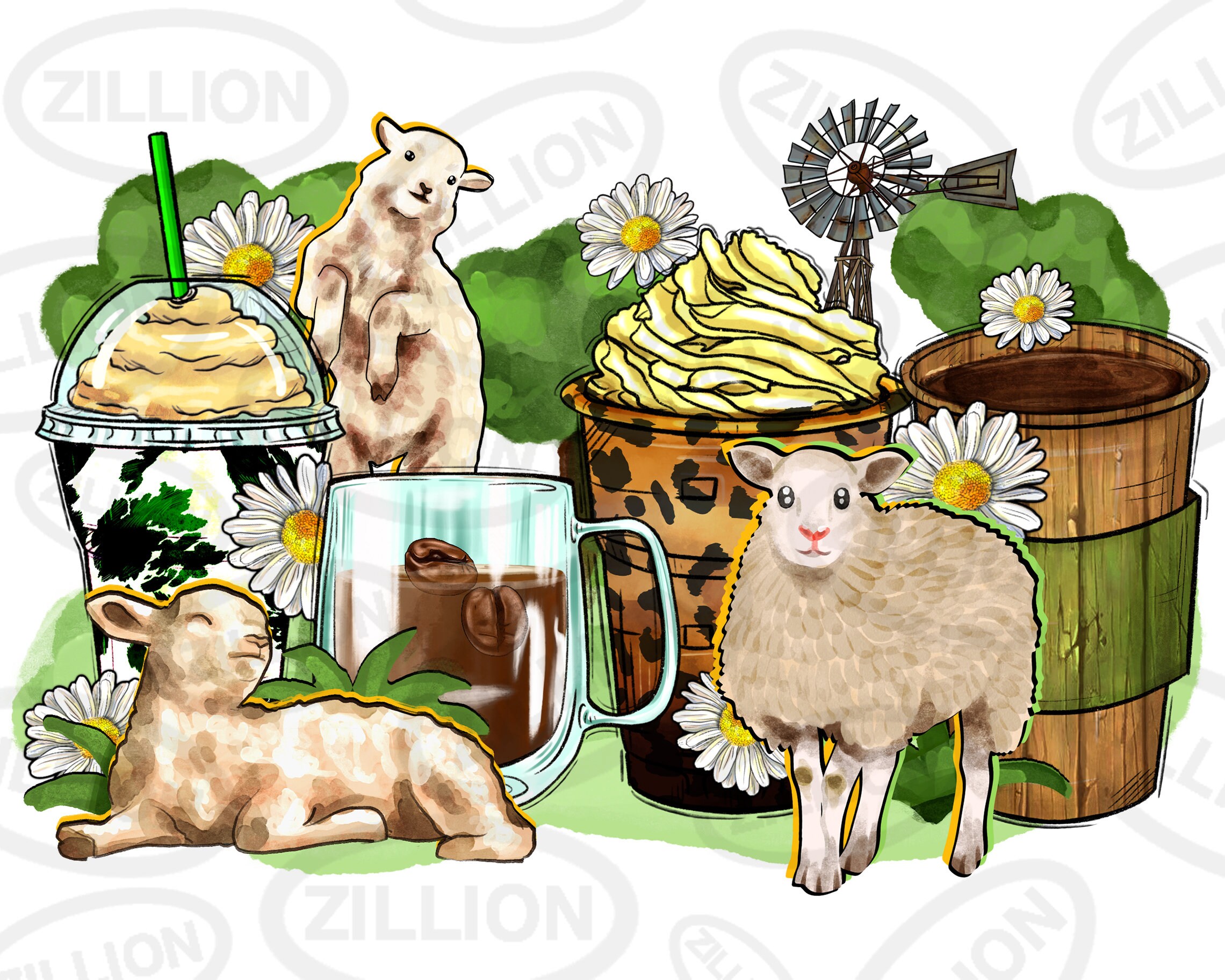 Sheep Coffee Cups Png Sublimation Design Western Coffee Cups - Etsy