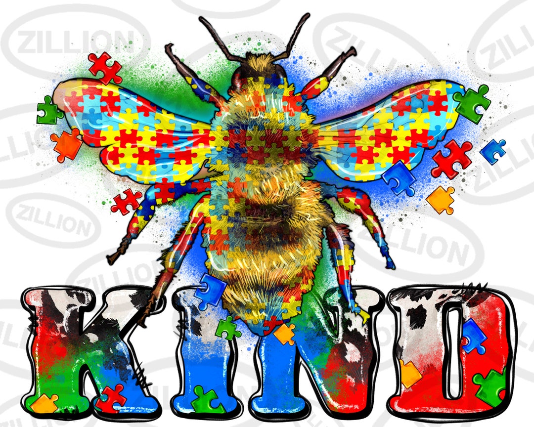 Bee Kind Autism Png Sublimation Design Download, Autism Awareness Png ...