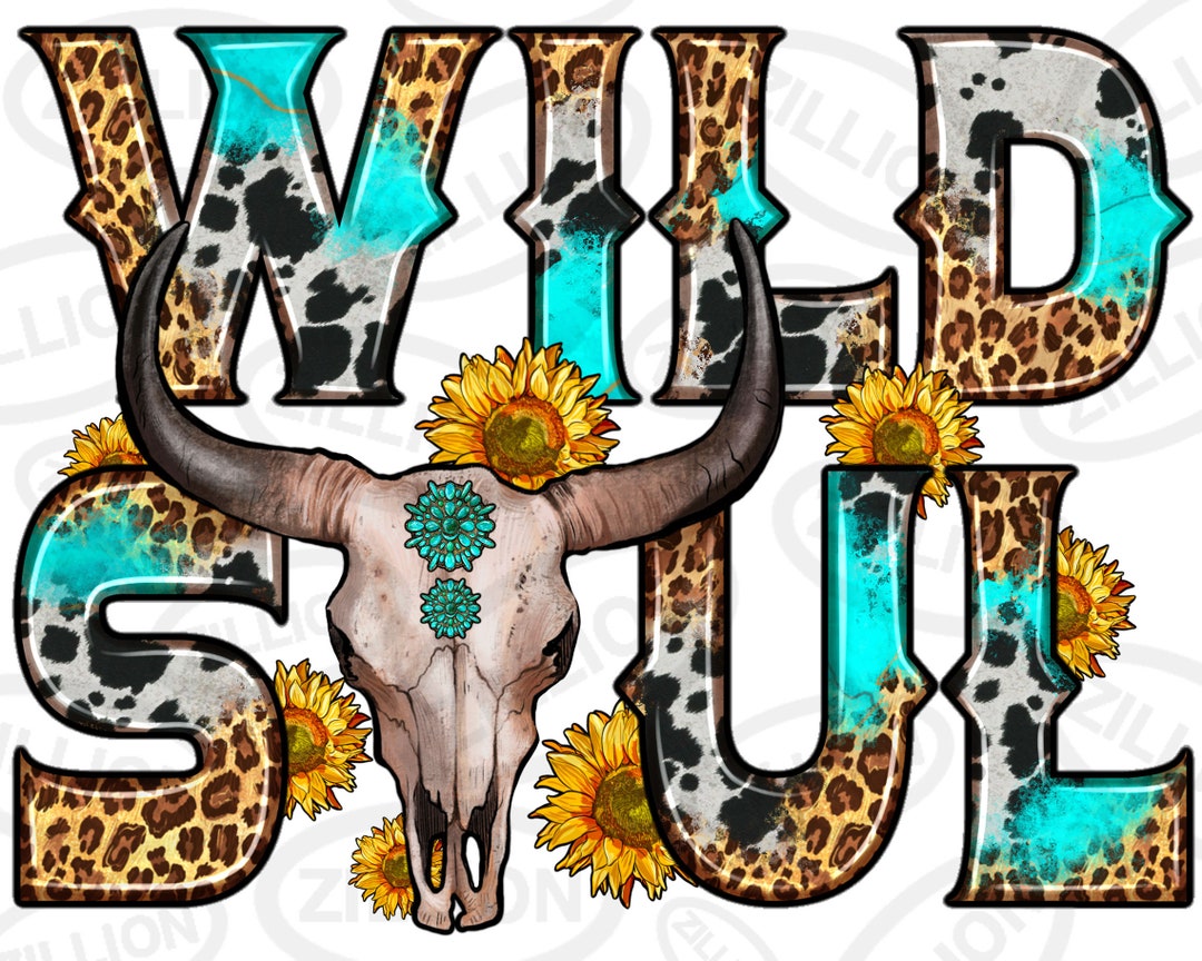 Wild Soul Png Sublimation Design Download, Western Bull Skull Png ...