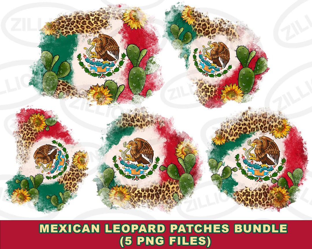 Mexican Leopard Patches Png Sublimation Design Bundle, Western Patches ...