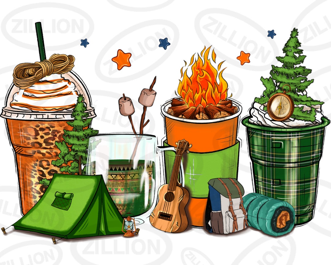 Camping Coffee Cups Png Sublimation Design, Western Coffee Cups Png ...