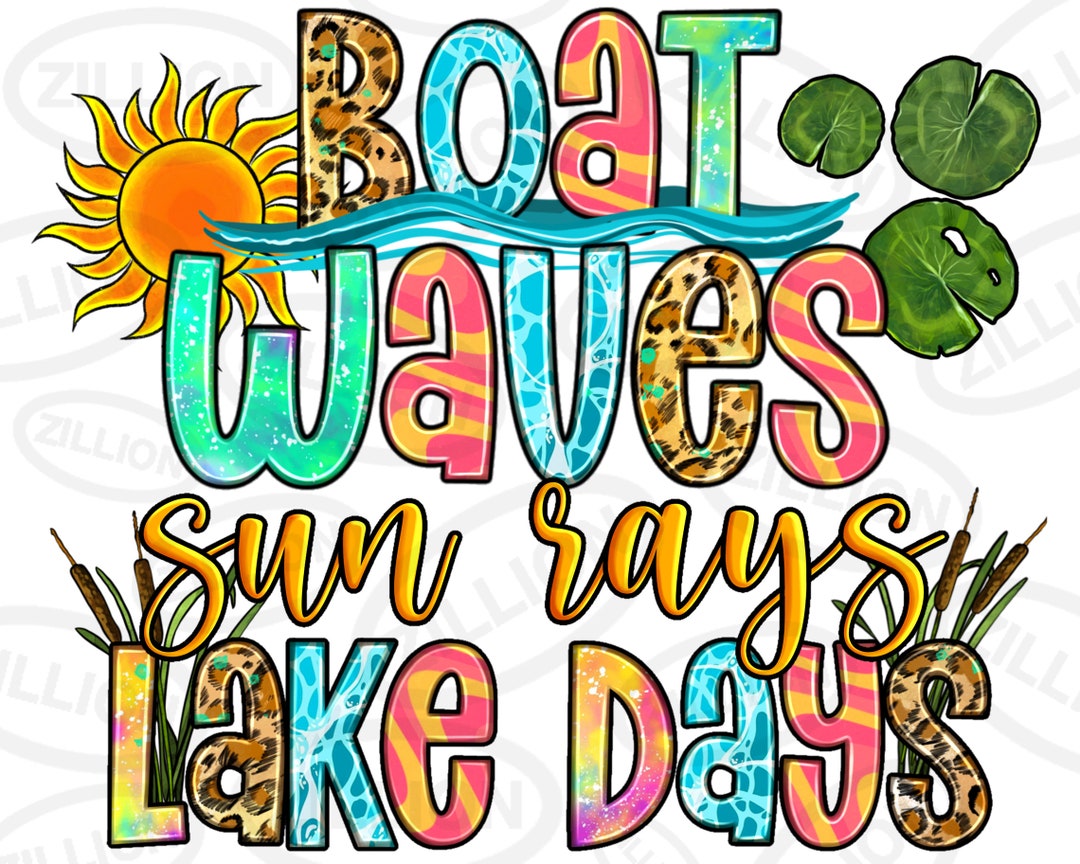 Boat Waves Sun Rays Lake Days Png Sublimation Design Download, Lake Png ...
