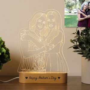 Photo Engraving Custom 3D Acrylic Night Light | Personalized Bedroom ...
