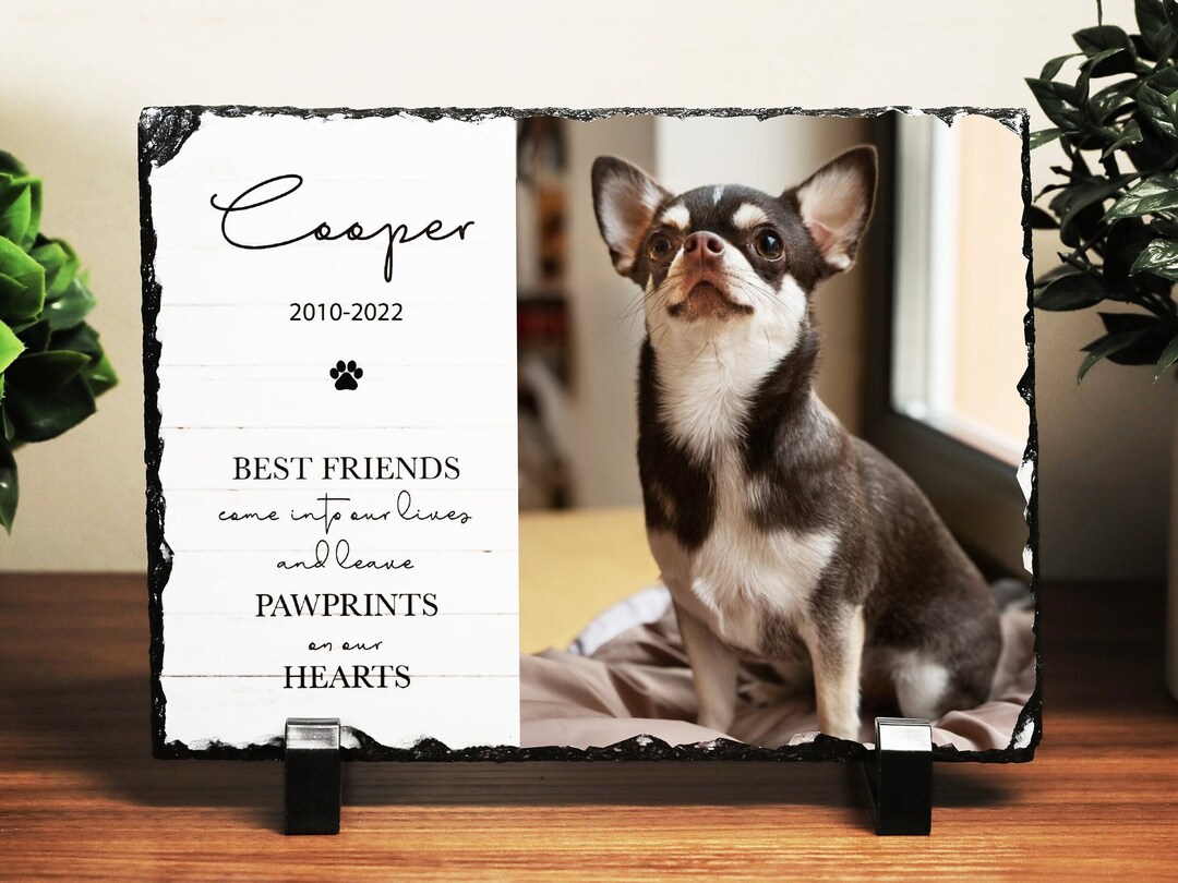 Pet Memorial Stone Photo Slate | Dog Memorial Gift | Pet Sympathy Gift ...