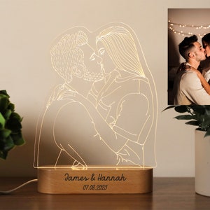 Photo Engraving Custom 3D Acrylic Night Light | Personalized Bedroom ...