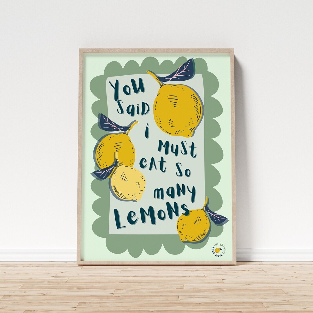 Kate Nash, You Said I Must Eat so Many Lemons Print, Colourful Fun ...