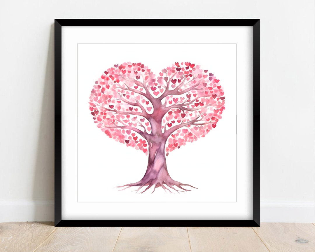 Heart Tree Wall Decor Heart Wall Art Poster Tree Prints Digital ...