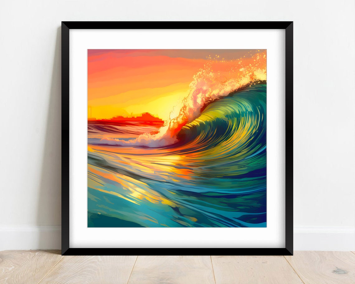 Pipeline Wave Print Wave Wall Art Poster Gift Pipeline Art Prints ...