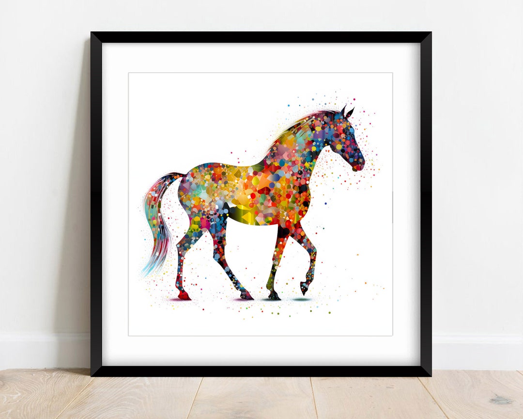 Horse Poster Print Colorful Horse Wall Art Digital Downloads Wall Decor ...