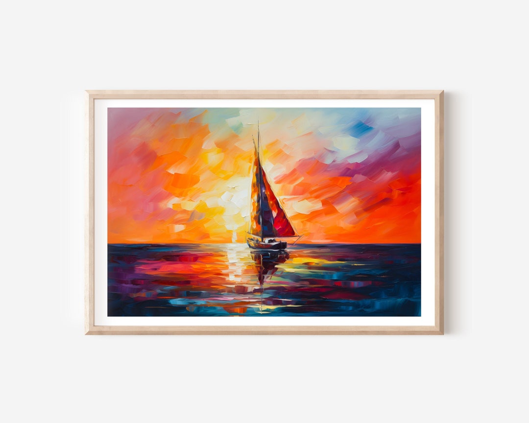 Sailboat at Sunset Wall Art Sunset Art Prints Digital Art Home Decor - Etsy