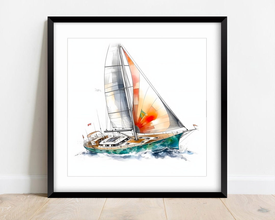 Wall Art Sailboat Art Print Mother's Day Gift Yacht Poster Sailing Art ...