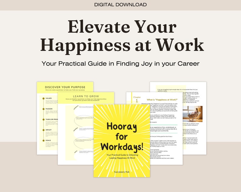 Achieve Happiness at Work Printable Workbook Action Guide, Journal ...