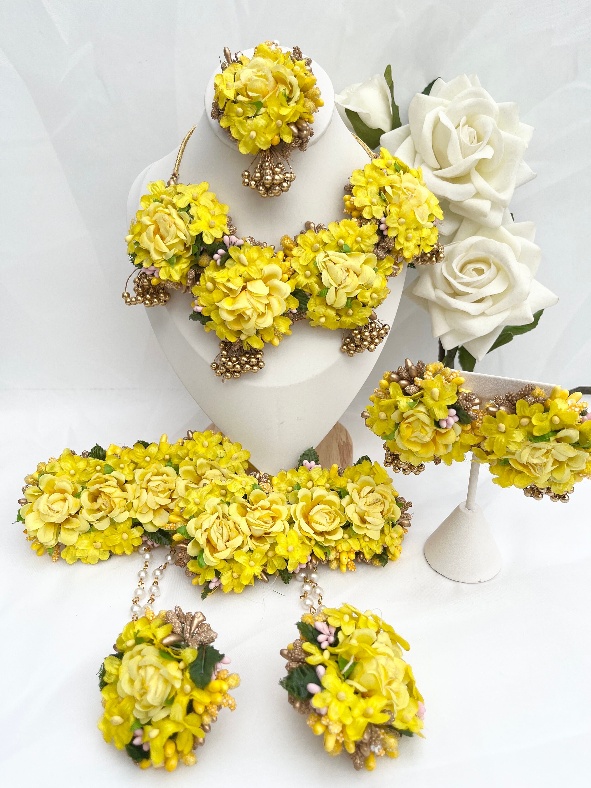 Flower Jewelry indian Bridal Sets maiyan Flower Jewelry haldi Jewelry indian Jewelry Etsy