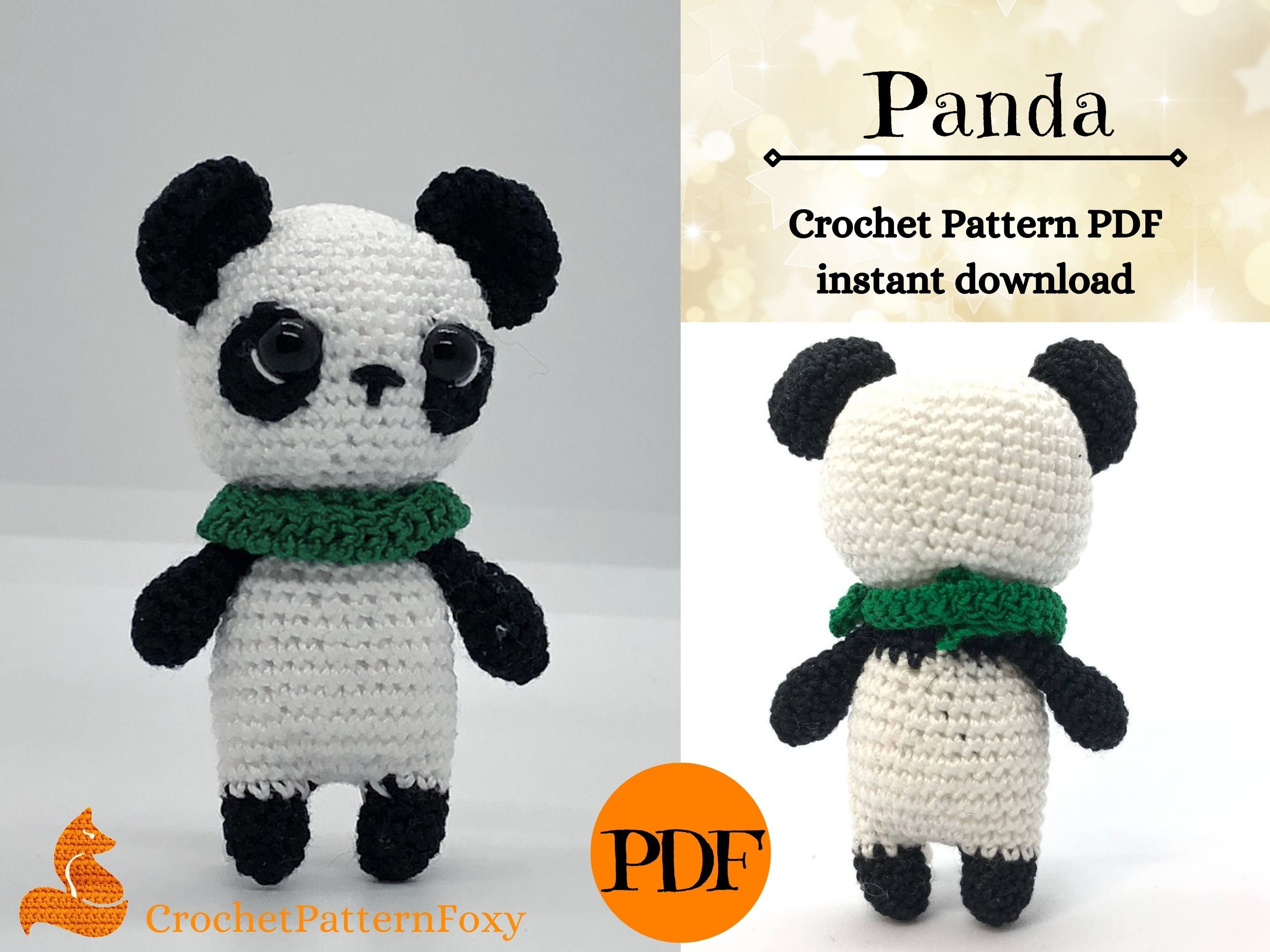Tiny Panda Crochet Pattern PDF, Amigurumi Small Bear Doll Pattern ...