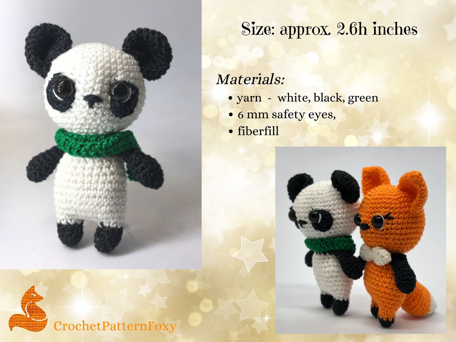Tiny Panda Crochet Pattern PDF, Amigurumi Small Bear Doll Pattern ...