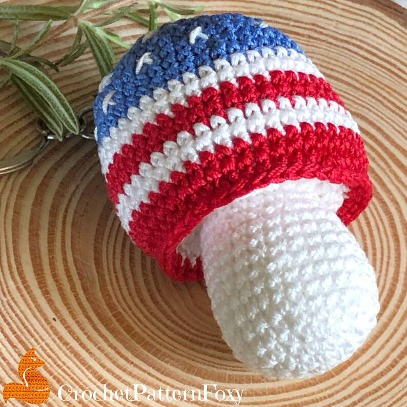 American Flag Mushroom Crochet Pattern PDF, Independence Day Home Decor ...