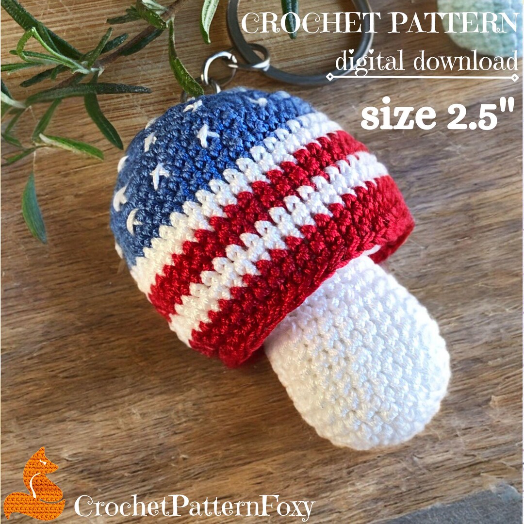 American Flag Mushroom Crochet Pattern PDF, Independence Day Home Decor ...