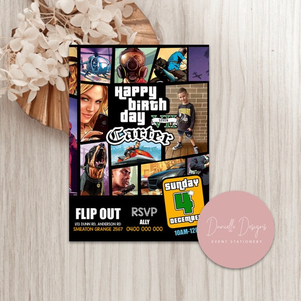 Grand Theft Auto Birthday Invitation - Etsy