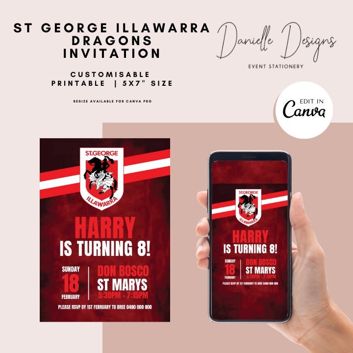 Instant Download NRL Birthday Invitation Chocolate Wrapper St George ...