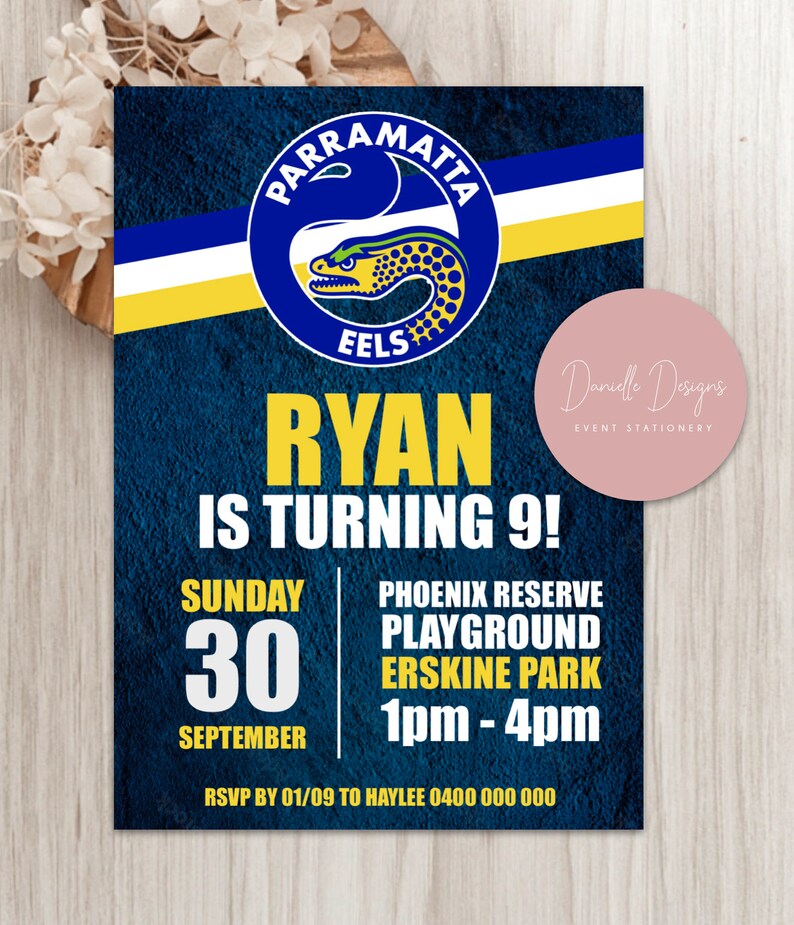 Instant Download Canva Template NRL Birthday Invitation Parramatta Eels ...