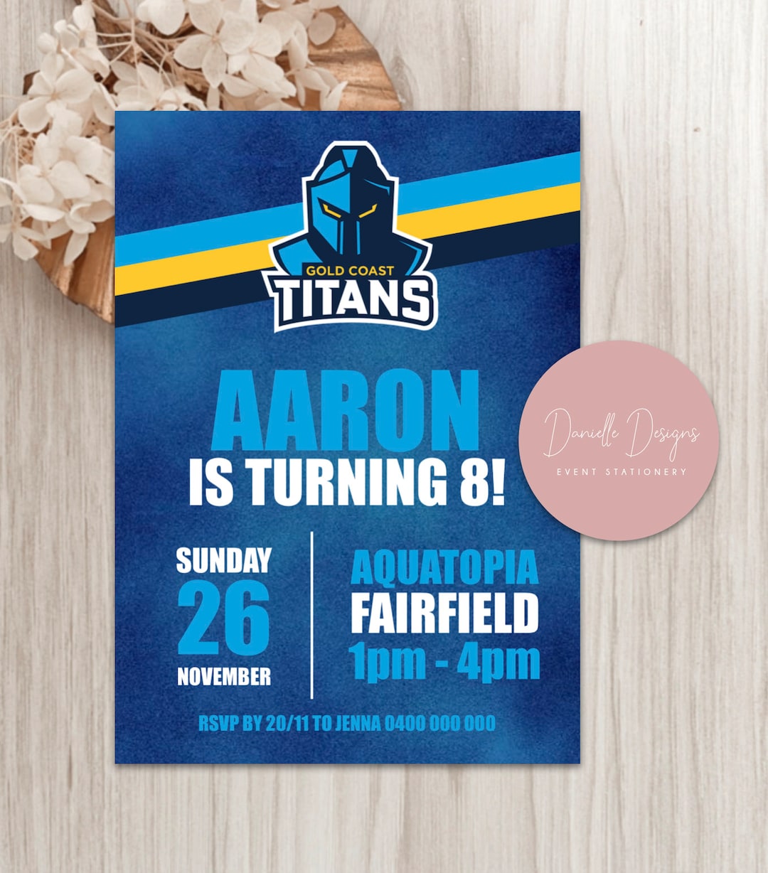 Instant Download Canva Template NRL Birthday Invitation Gold Coast ...