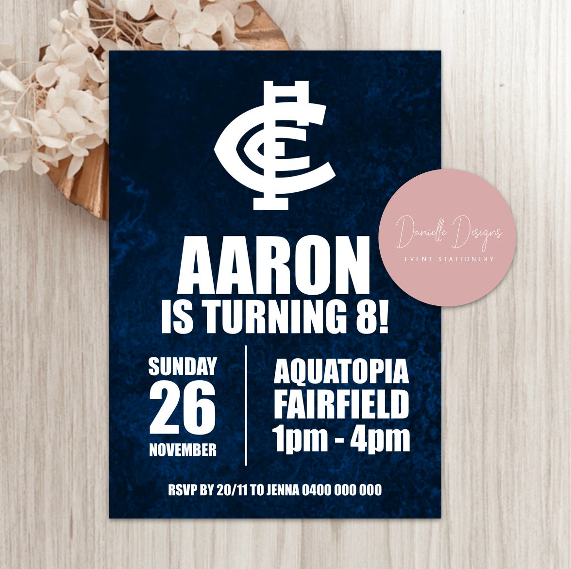 Instant Download AFL Birthday Invitation Carlton Digital File - Etsy