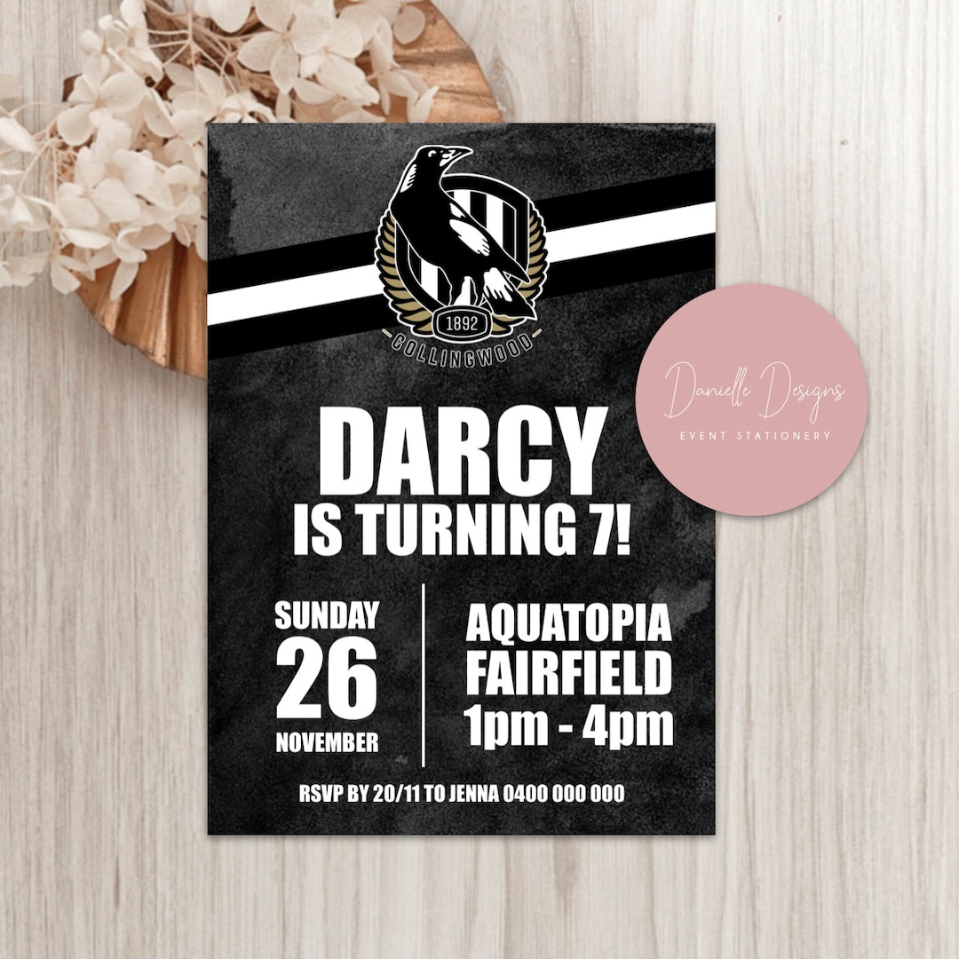 AFL Birthday Invitation Collingwood Digital File - Etsy