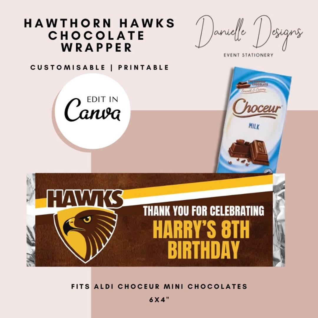 Instant Download Canva Template AFL Hawthorn Hawks Chocolate Wrapper ...