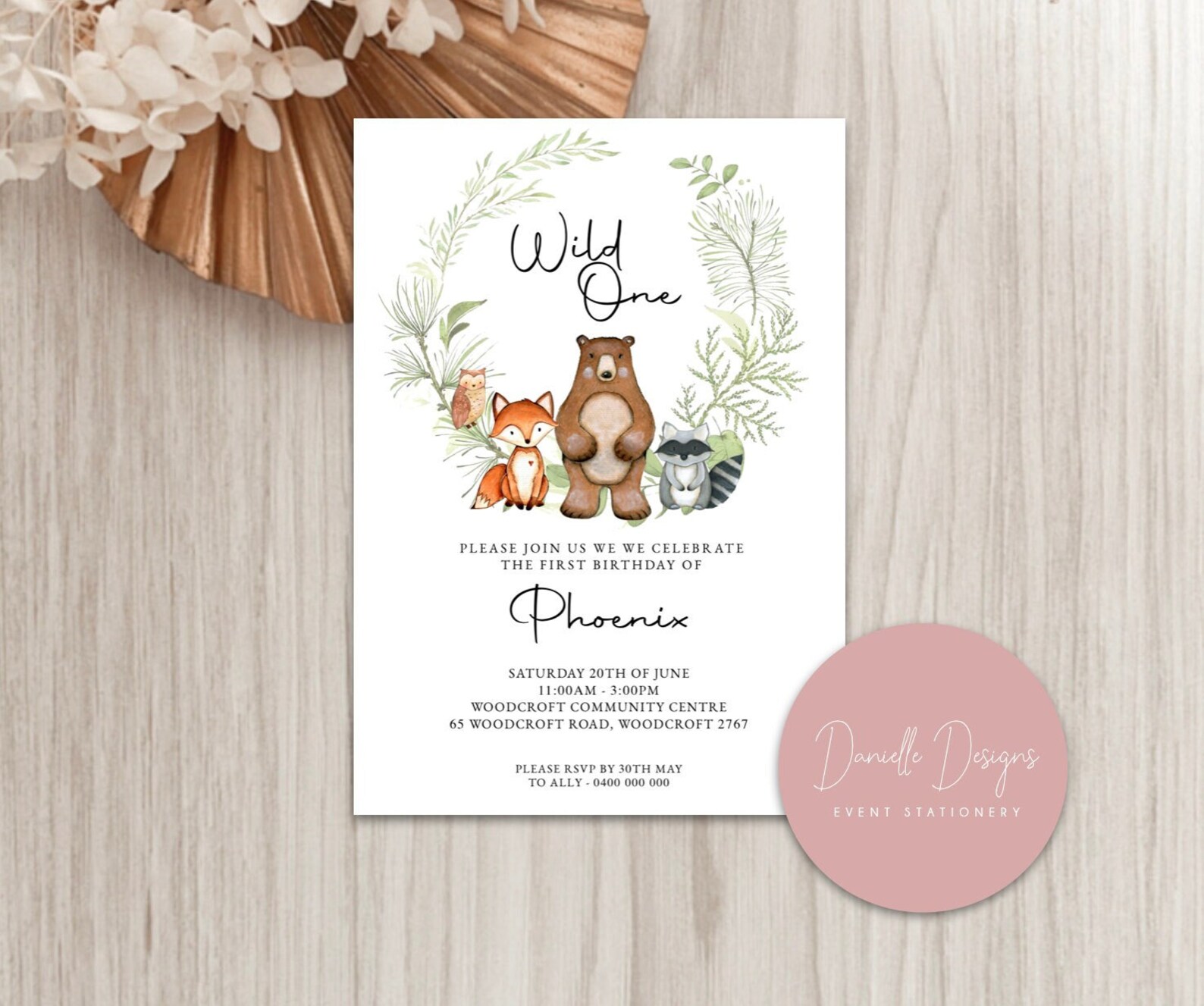 Woodland Wild One Digital File Invitation - Etsy