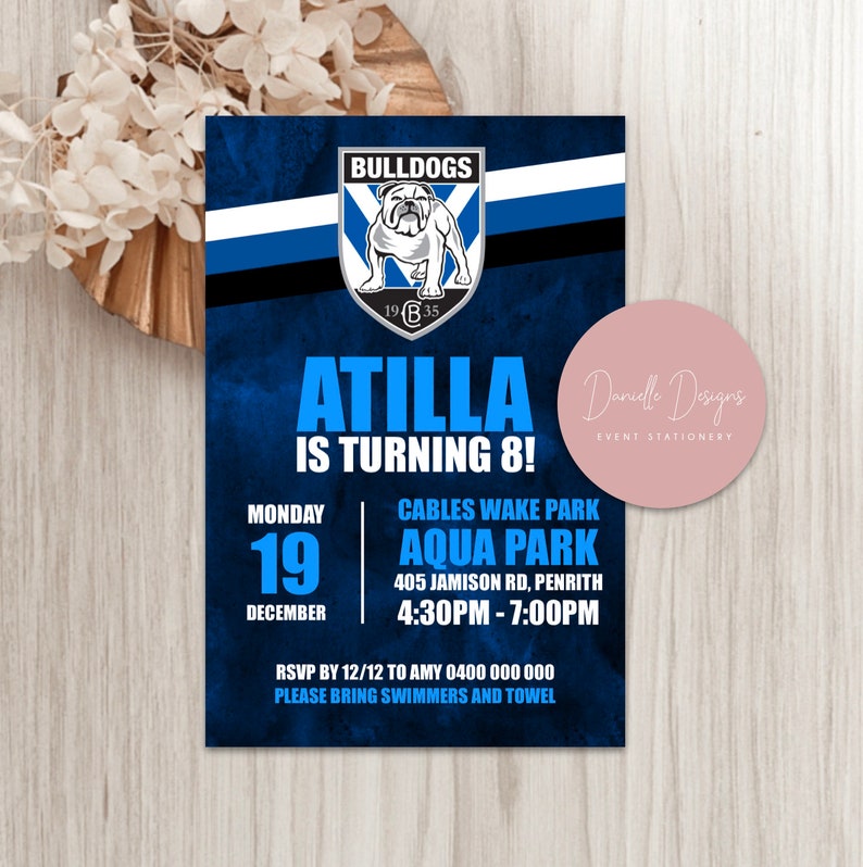 NRL Birthday Invitation Canterbury Bulldogs Digital File - Etsy