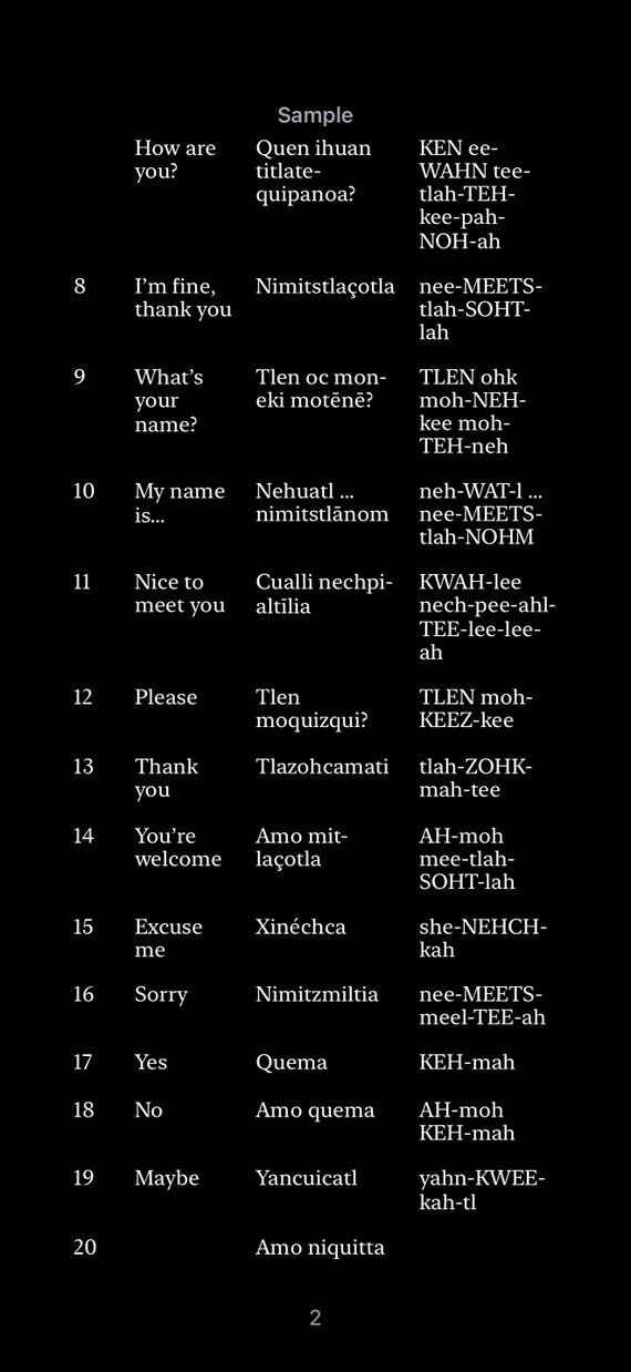 Nahuatl Translation AN ANALYTICAL DICTIONARY OF NAHUATL PDF
