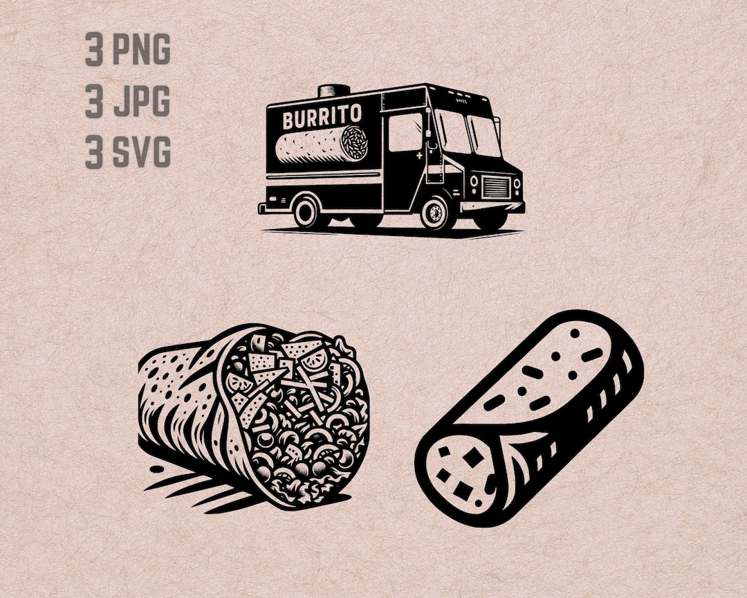 Burrito SVG Designs,burrito Logo, Fast Food PNG, Burrito Bundle ...