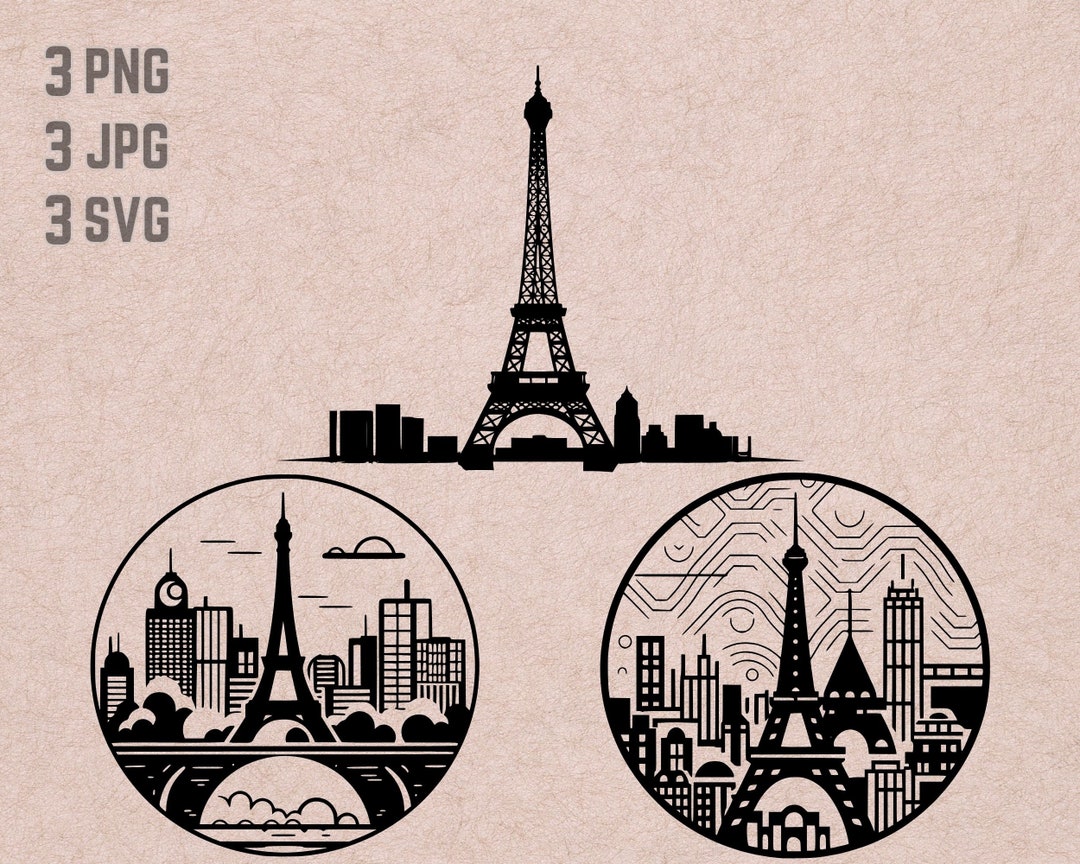 Paris Skyline SVG Designs, Paris Logo, Paris Skyline Vector, Skyline ...