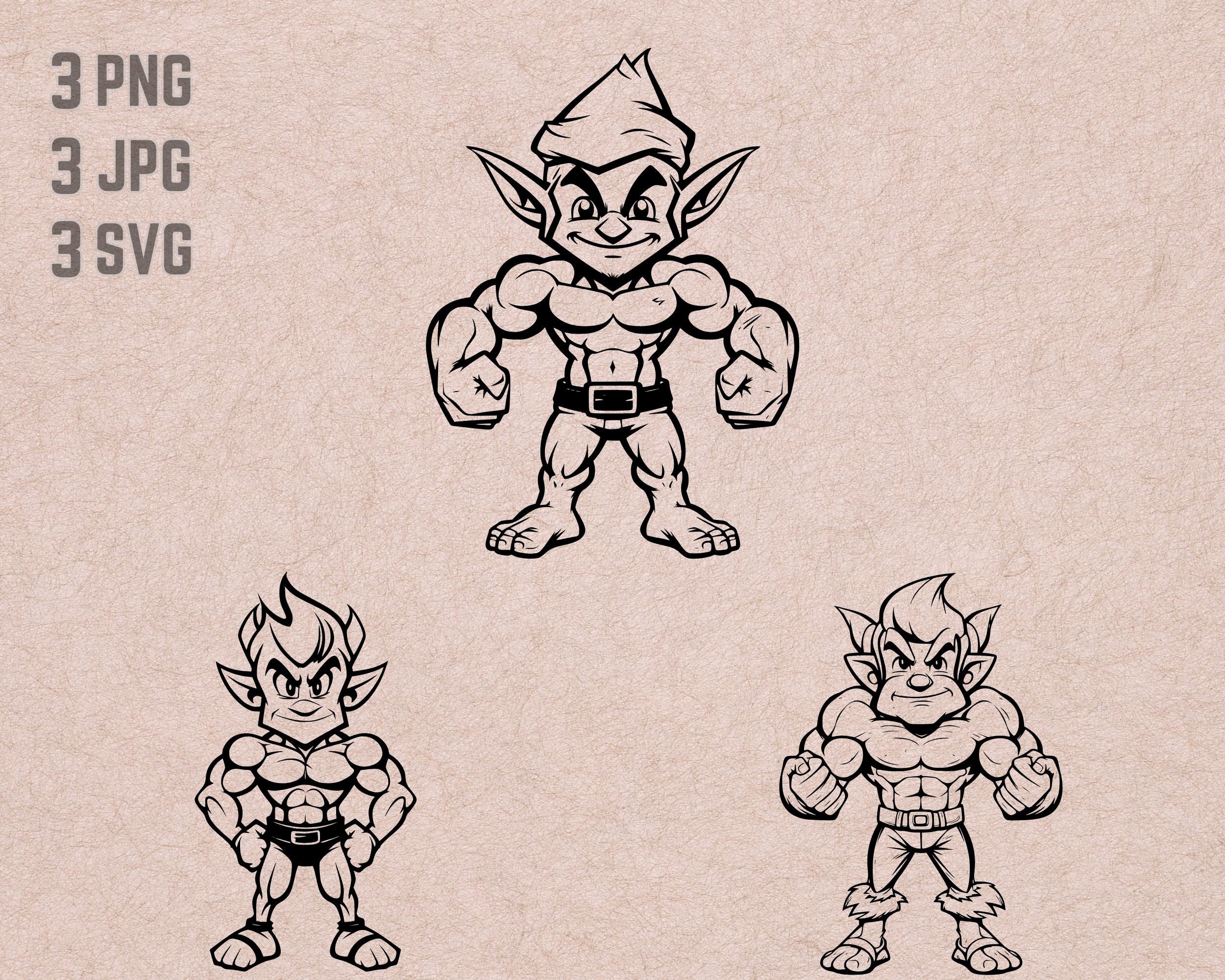 Bodybuilder Elf Svg Designs, Gym Logo Vector, Christmas Fitness PNG ...