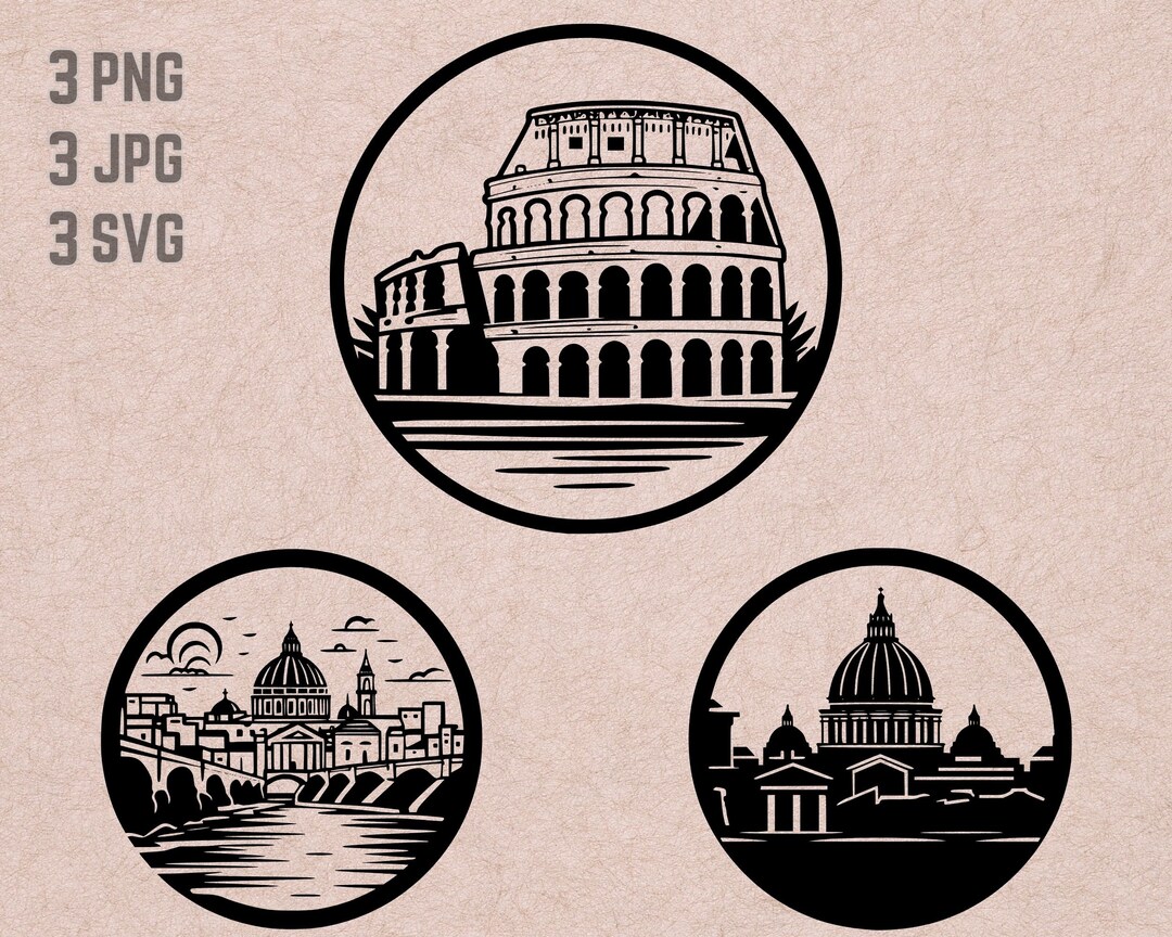 Rome Skyline SVG Designs, Rome Logo, Rome Skyline Vector, Skyline PNG ...