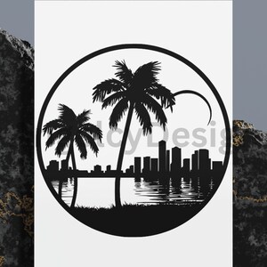 Miami Skyline SVG Designs, Miami Logo, Miami Skyline Vector, Skyline ...